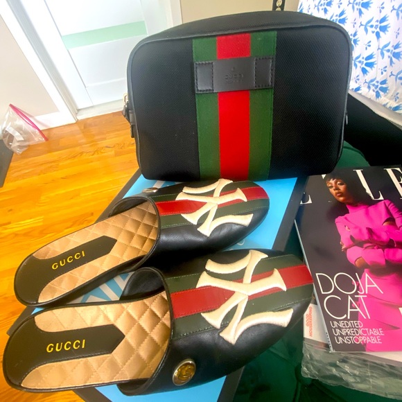 Gucci | Other | Gucci Leather Slides And Waste Bag | Poshmark